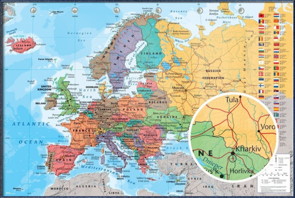 Political Map Of Europe - Framed Poster (English Version) (Size: 36 X ...
