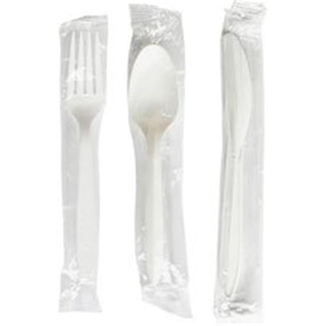 1 Fork Medium Weight Individual Wrapped Eating Utensils, White ...