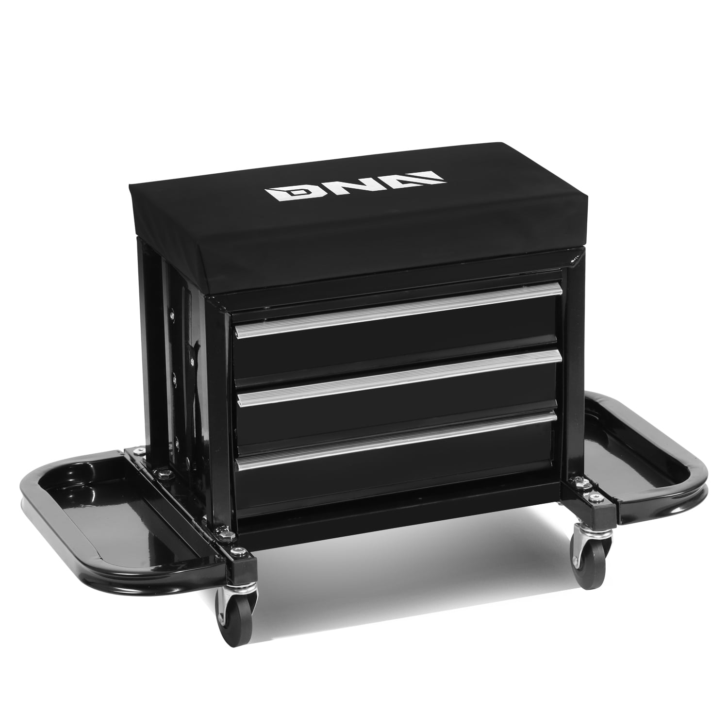 DNA Motoring TOOLS-00262 Black Tool Chest Rolling Mechanic Seat With ...