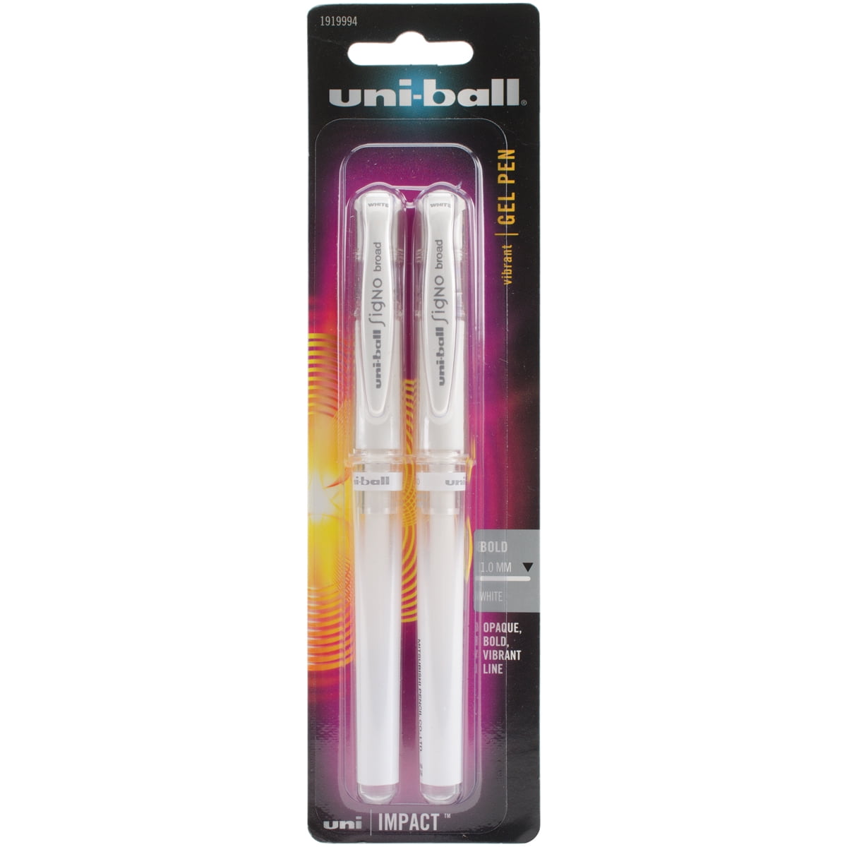 Uni-Ball Impact Medium Point Gel Pens 2/Pkg-White - Walmart.com ...