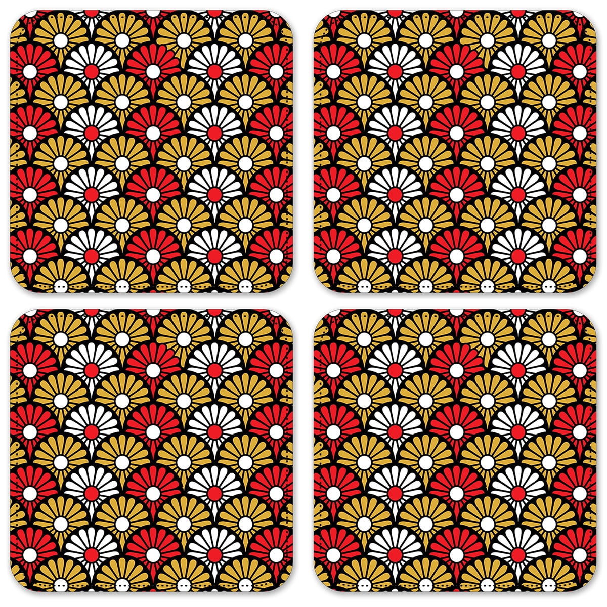 Vinyl Drink Coasters - Set of 4 - Red, White & Gold Floral - Walmart.com