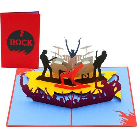 Rykamia Rock Band Pop Up Card, Blank Rock Band Birthday Card, Rock Band ...