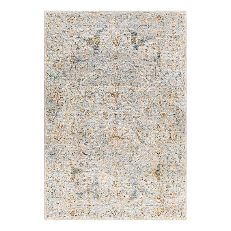 Surya Reina 94x123" Traditional Polyester Rug in Denim/Light Gray/Cream ...