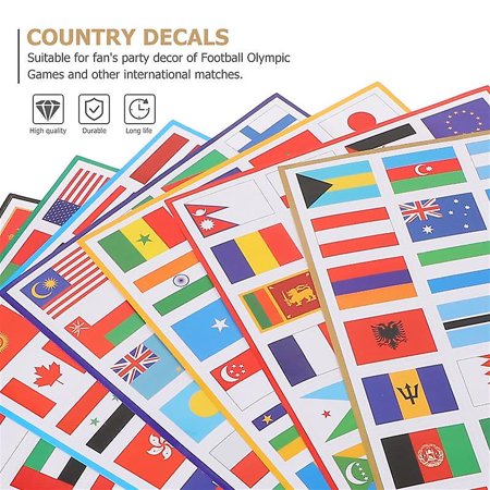 7 Sheets Of World Flag Stickers World Cup Stickers Face Stickers ...