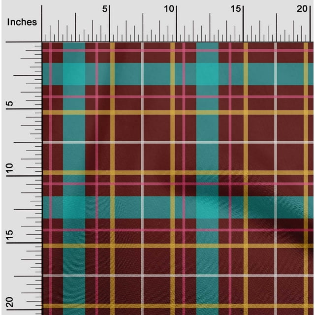 oneOone Cotton Jersey Maroon Fabric Madras Check Diy Clothing Quilting ...