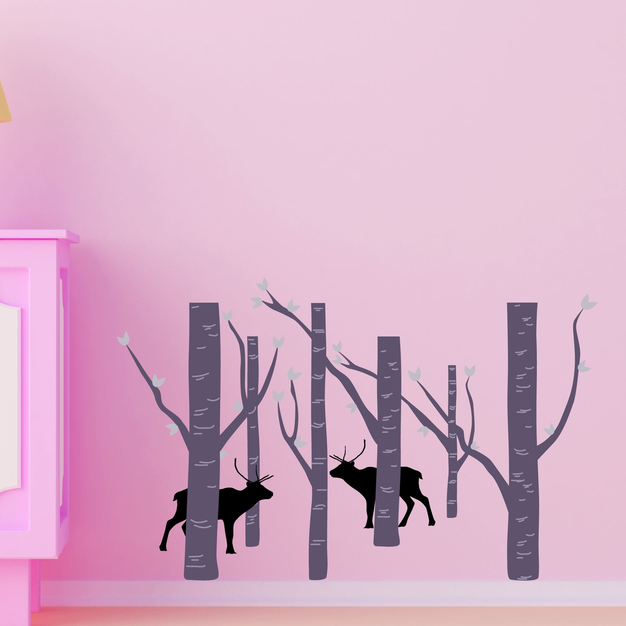 Outdoor Scenes Wall Decal Reindeers Grazing in the Forest Bedroom Wall ...
