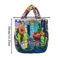 Boho Cactus 3D Embroidered Canvas Tote Bag Large Capacity Quilted ...