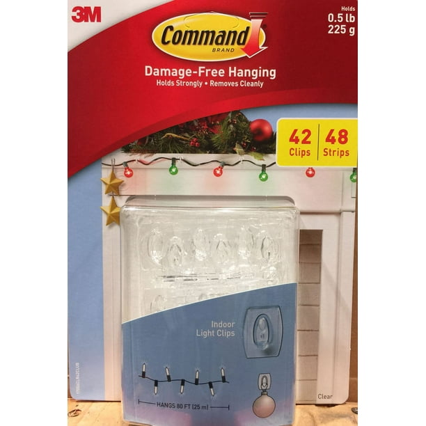 3M Command Damage-Free Indoor Holiday Light Clips Package 42 Clips/48 ...