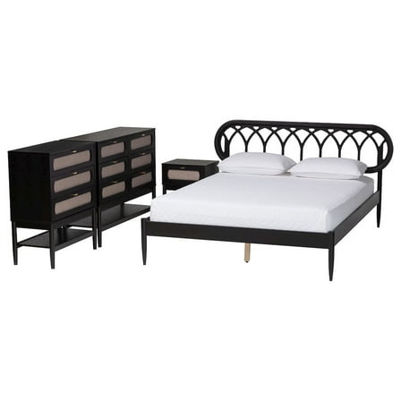 Free Shipping! Baxton Studio Melora Mid-Century Modern Walnut Wood King ...