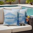 Blue Ombre Outdoor Waterproof Throw Pillow Covers 16x16 Set of 2 ...