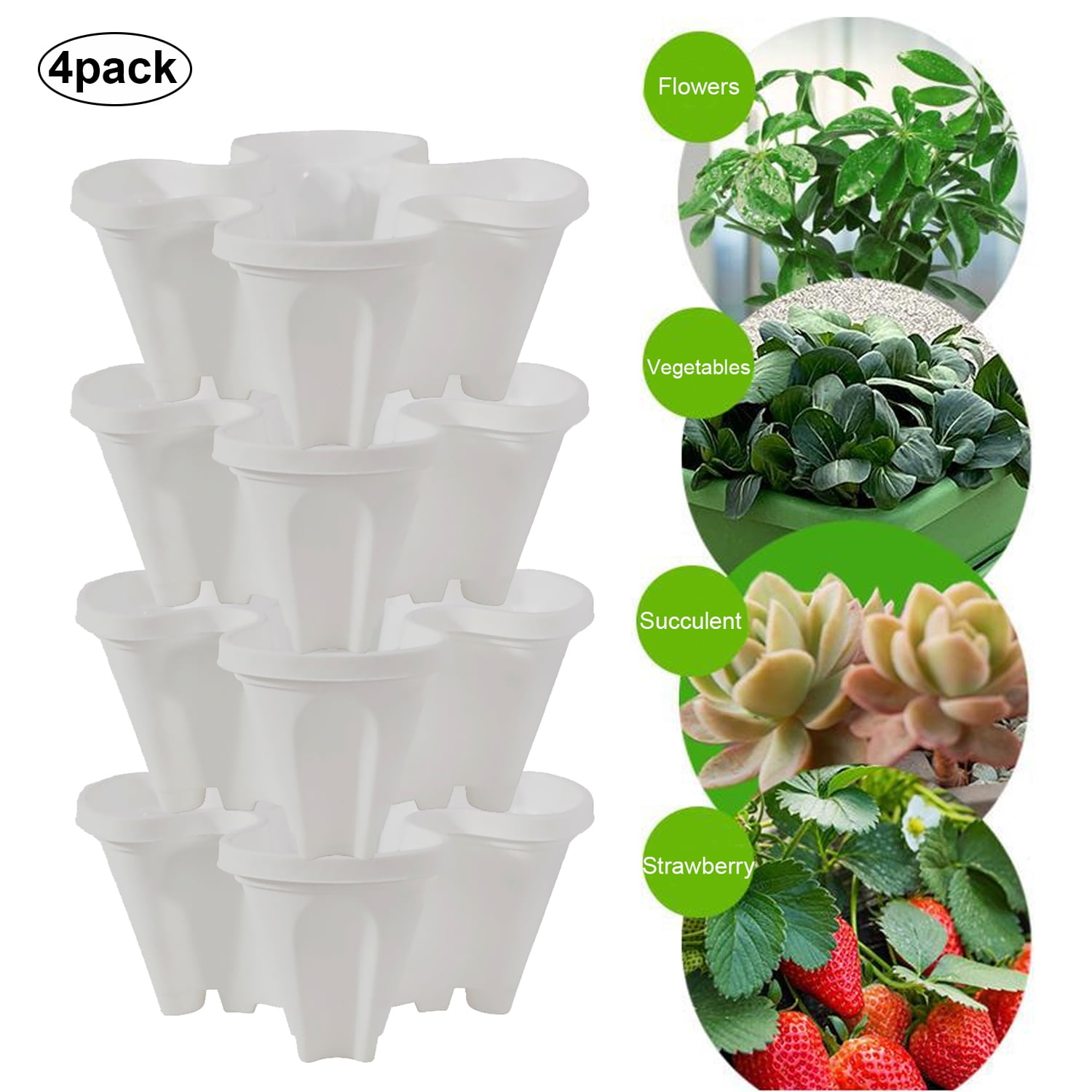 Mojoyce Large Stackable Planters 4Pack- Grow More in Less Space - Plant ...