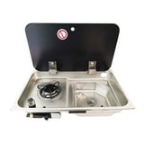 Miumaeov 1 Burner LPG Gas Stove Hob Cooktop +Sink Comb with Tempered ...