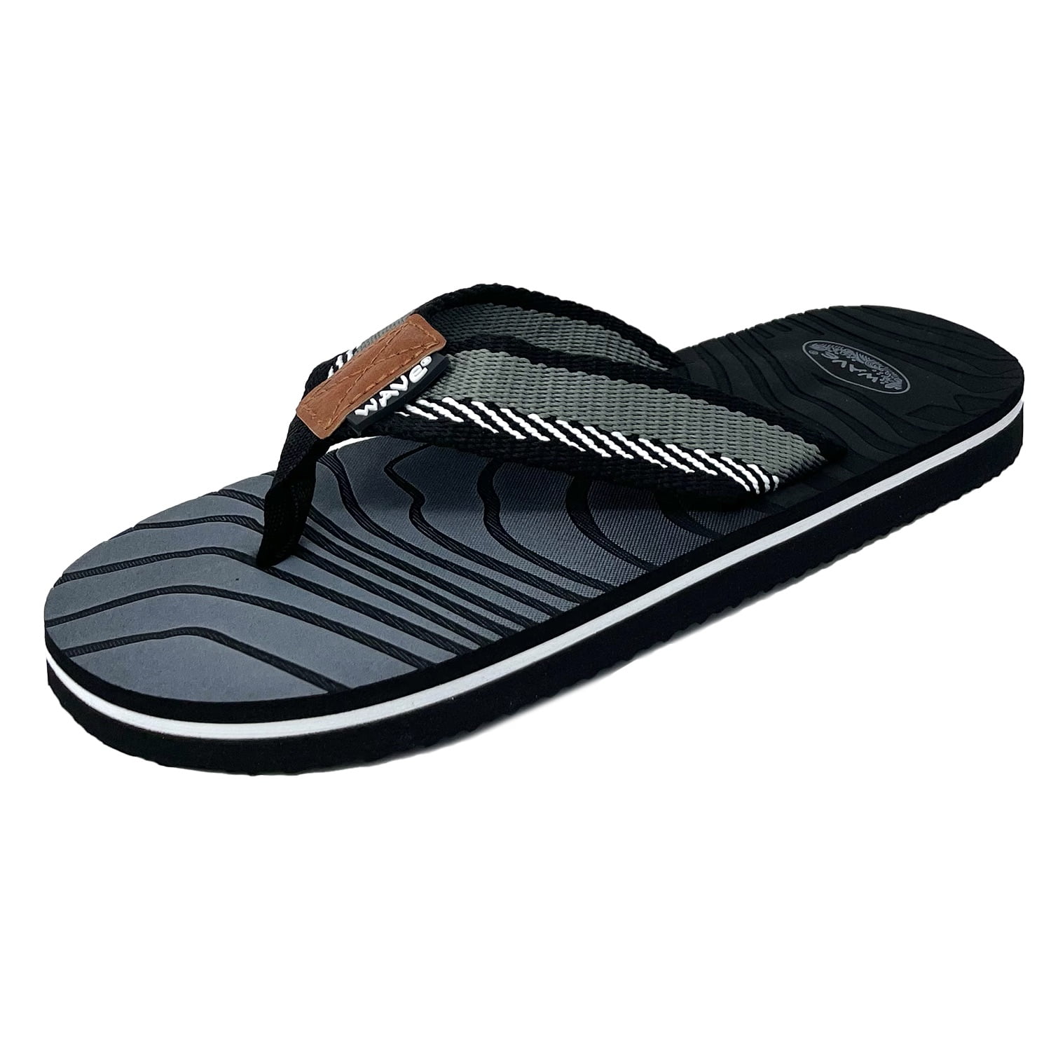 SNJ Men's Comfort Lightweight Rubber Wide Flip Flops Slip on Thong ...