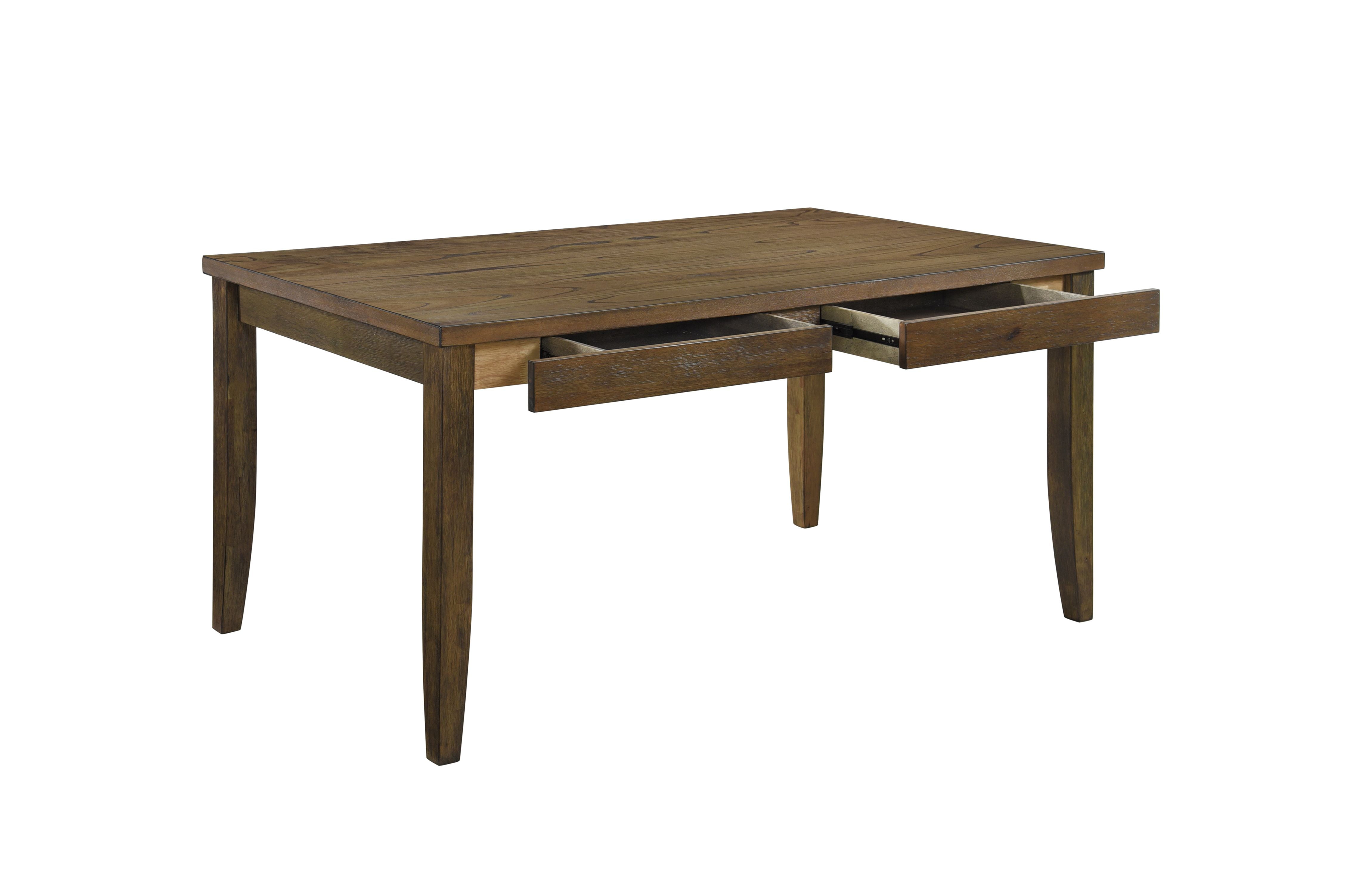 Carlino Storage Dining Table with 2 Drawers, Brown Wood, Mid-Century ...