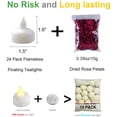 24 Pack Waterproof Flameless Floating Tealights with Dried Rose Petals ...