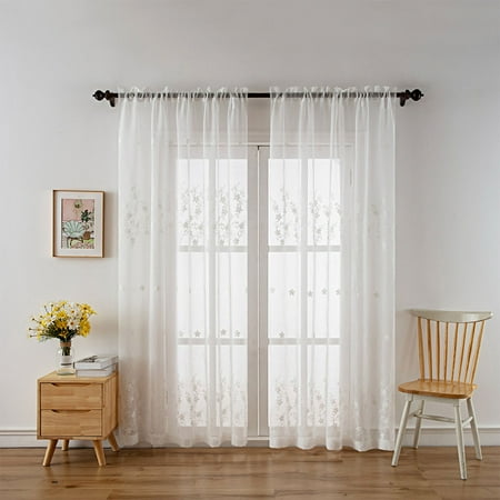 Innerwin Tulle Curtains Panel Light Filtering Sheer Window Curtain Rod ...