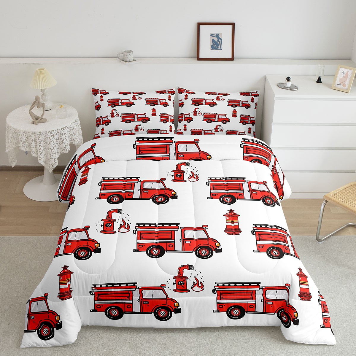 Click here for Erosebridal Fire Engine Bedding Full Comforter Set... prices