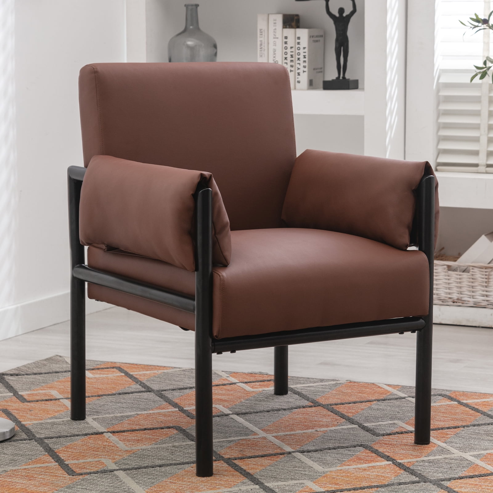 Ebello Mid-Century Modern Elegant Chair Reading Chair PU Leather with ...