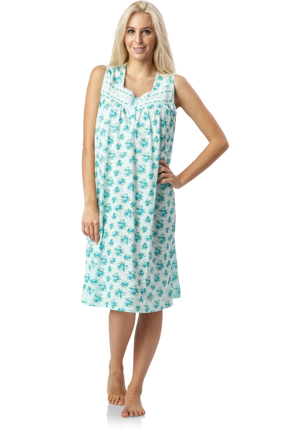 Casual Nights Women's Fancy Lace Trim Sleeveless Nightgown - Walmart.com