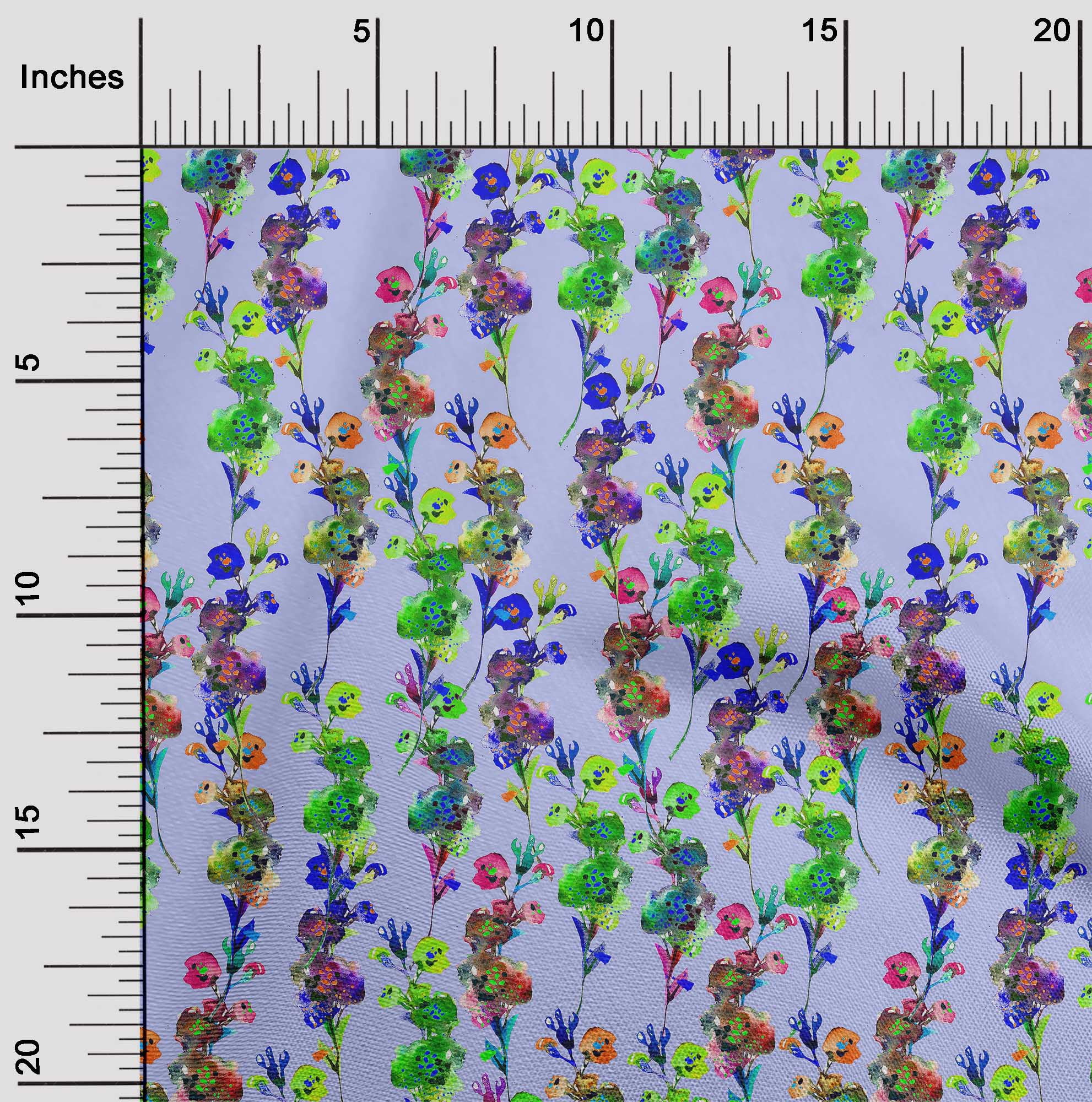 oneOone Cotton Flex Bluish Violet Fabric Florals Diy Clothing Quilting ...