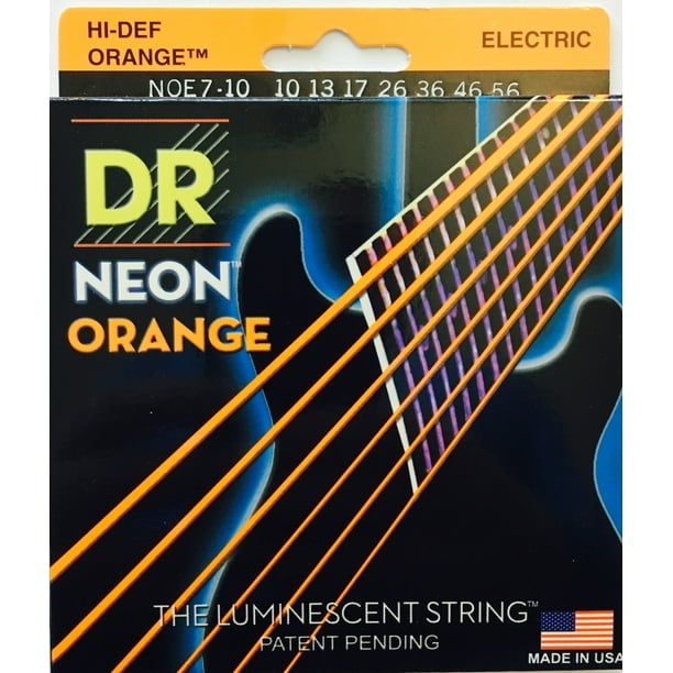 DR Neon Orange Electric Guitar Strings 7-string set gauges 10-56 ...