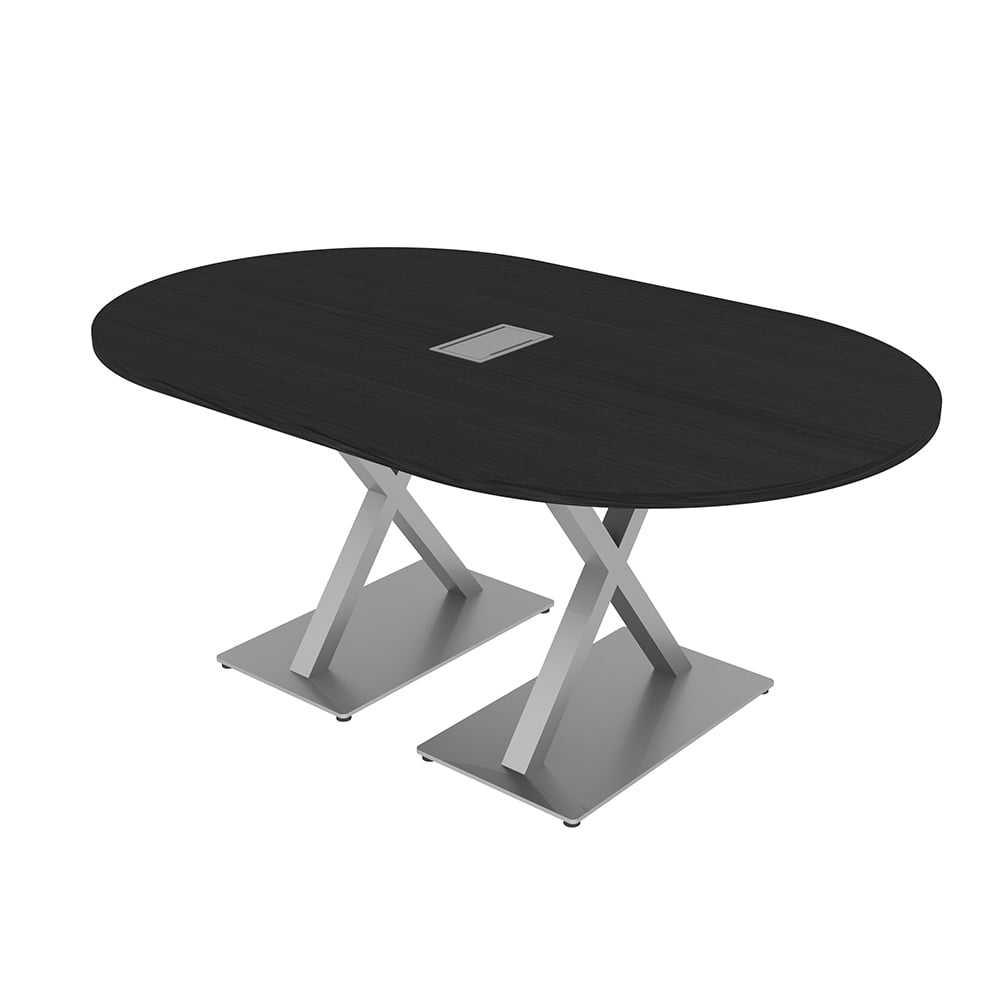 6X4 Racetrack Shaped Conference Room Table X Bases And Electric Unit ...