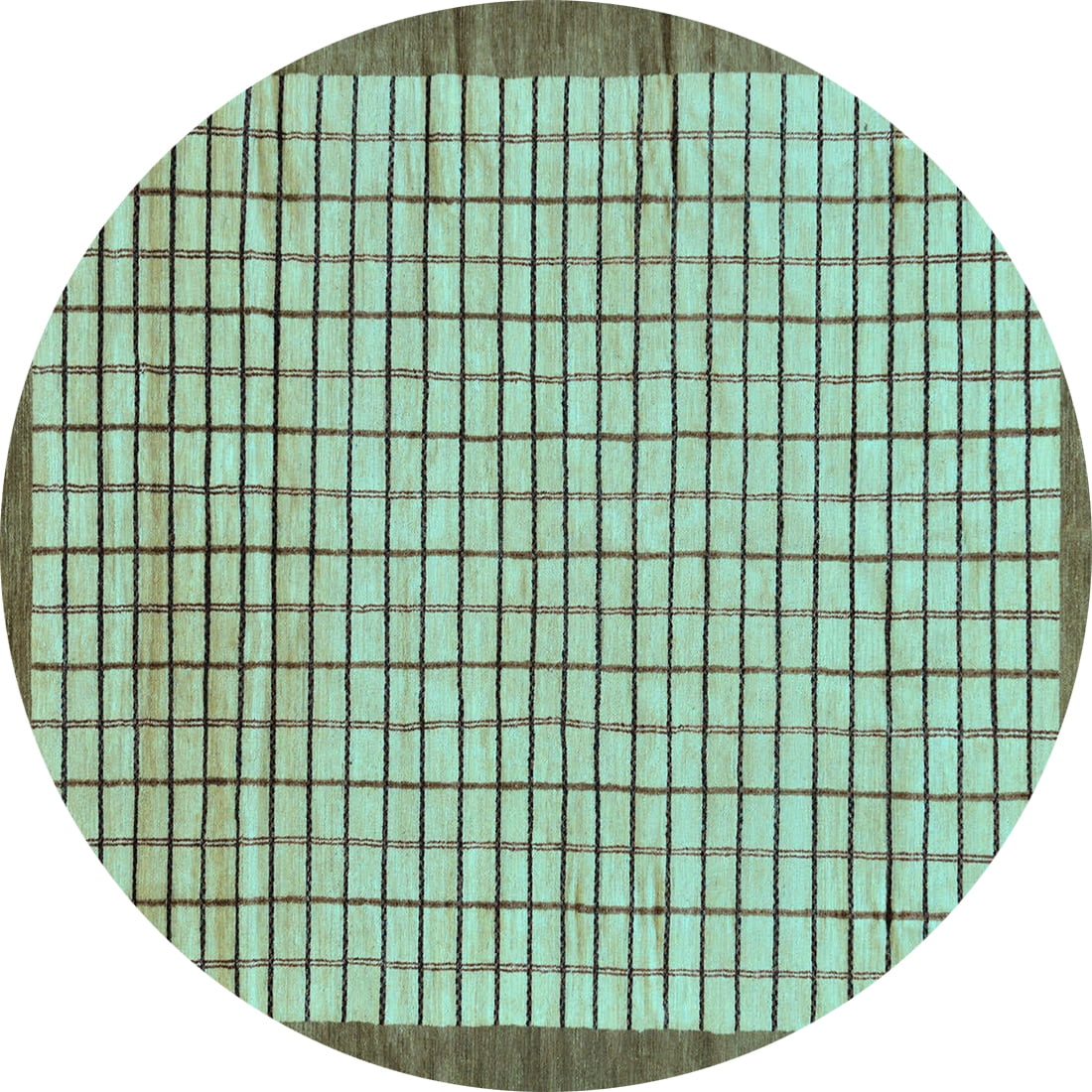 Ahgly Company Indoor Round Checkered Light Blue Modern Area Rugs, 4 ...