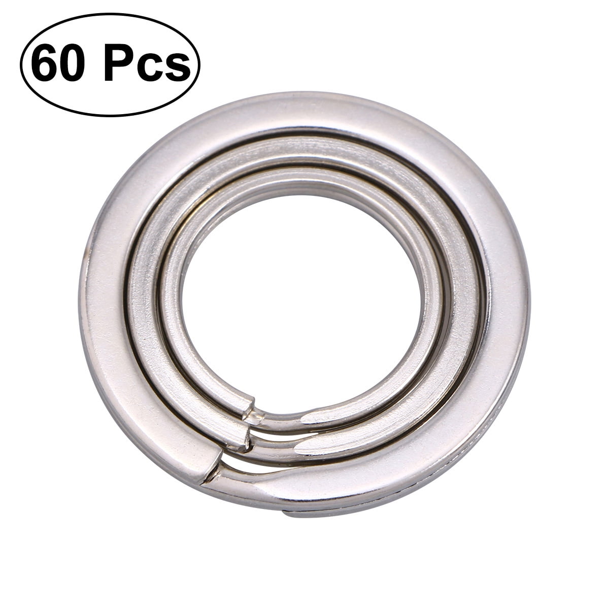 NUOLUX 60 Pcs Flat Metal Keychain Rings Round Split Heavy Duty Durable ...