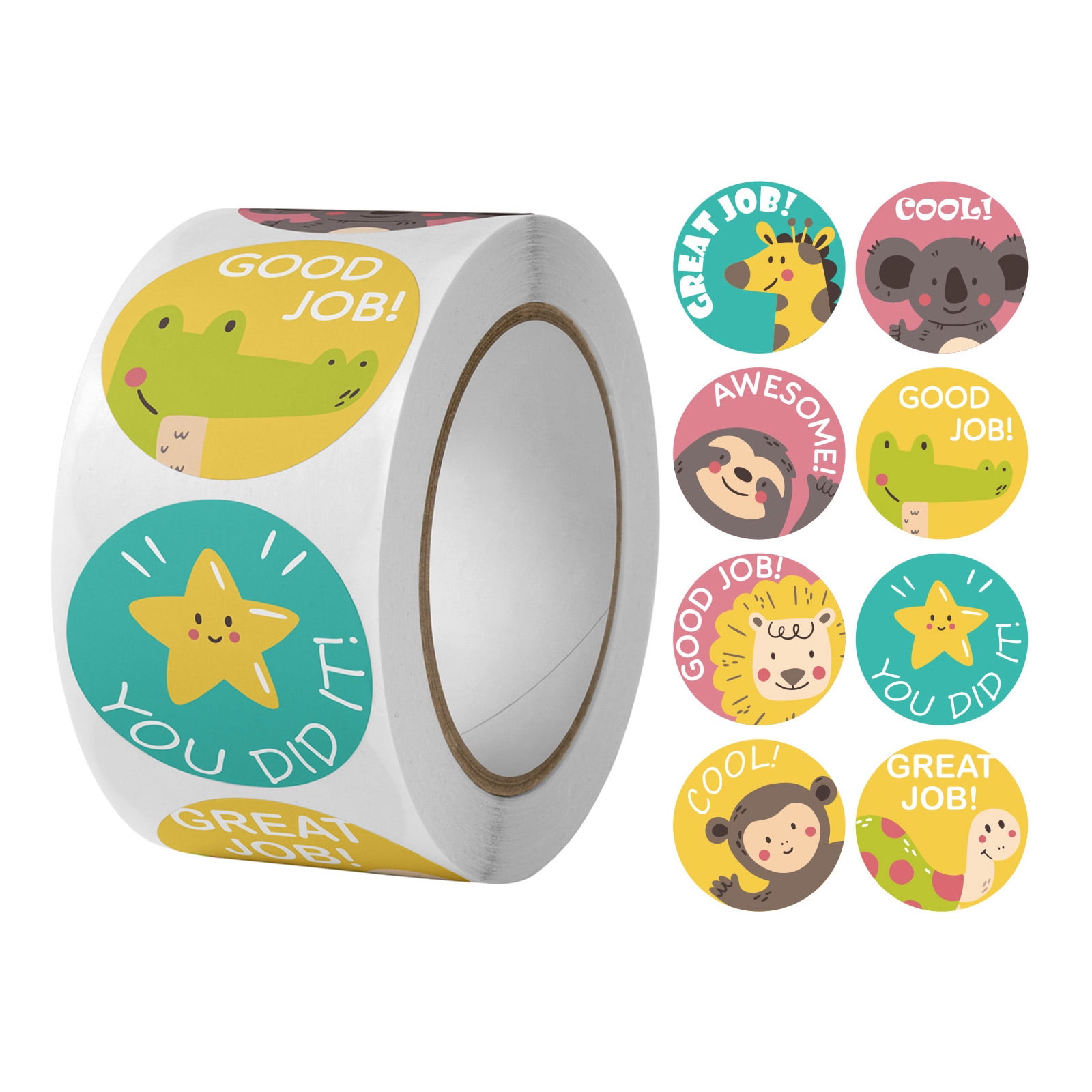 500 pcs Reward Stickers for Kids Animal Designs 1 Inch Motivational ...