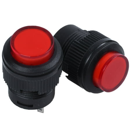 2 Pcs 4 Terminals Red LED Lamp Momentary Push Button Switch DC 3V ...