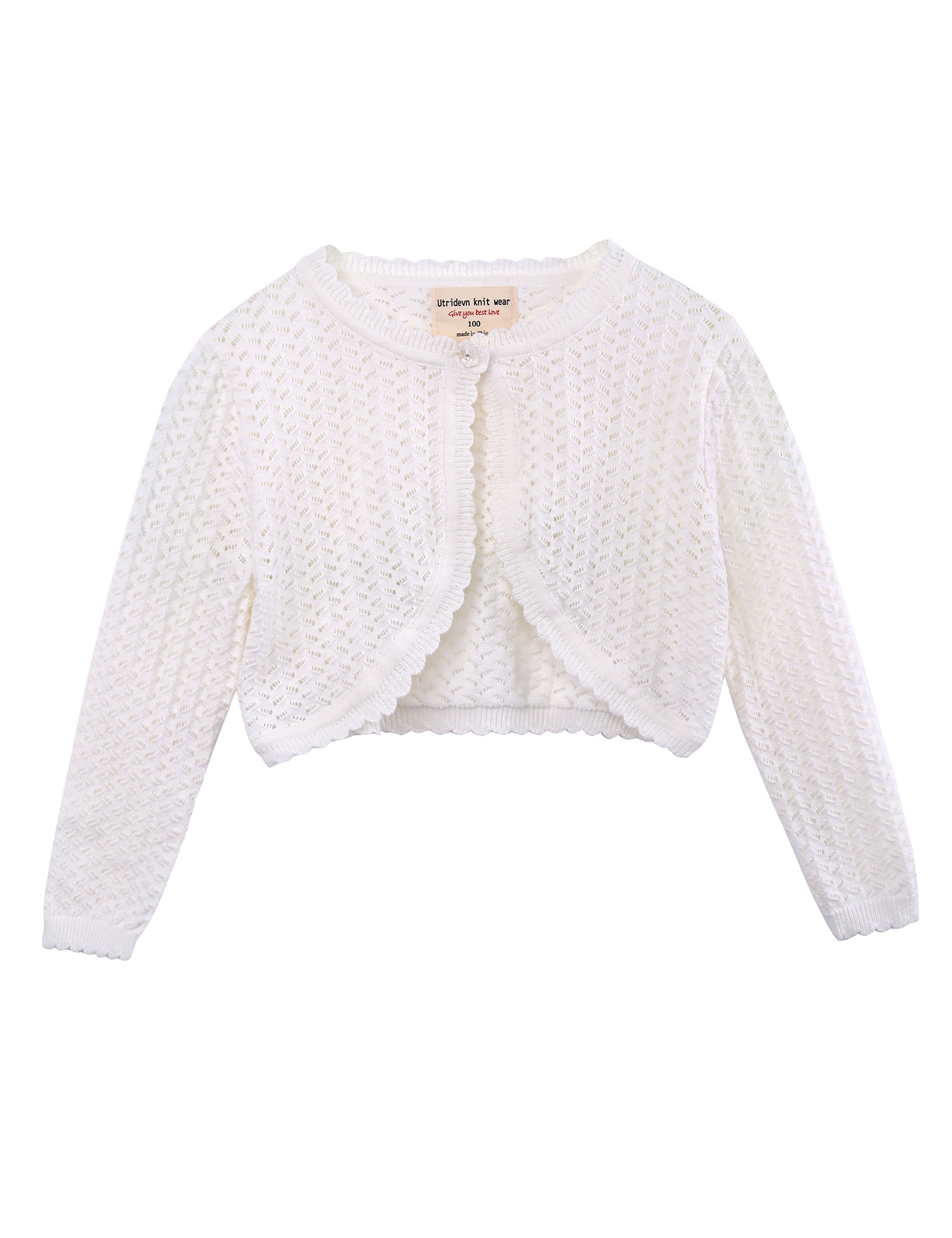 Uniexcosm Little Girls Sweaters Shrug Cardigan Knit Long Sleeve Wedding ...
