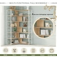 7-Shelf Corner Bookshelf Large Modern Corner Bookcase Metal Frame - 70. ...