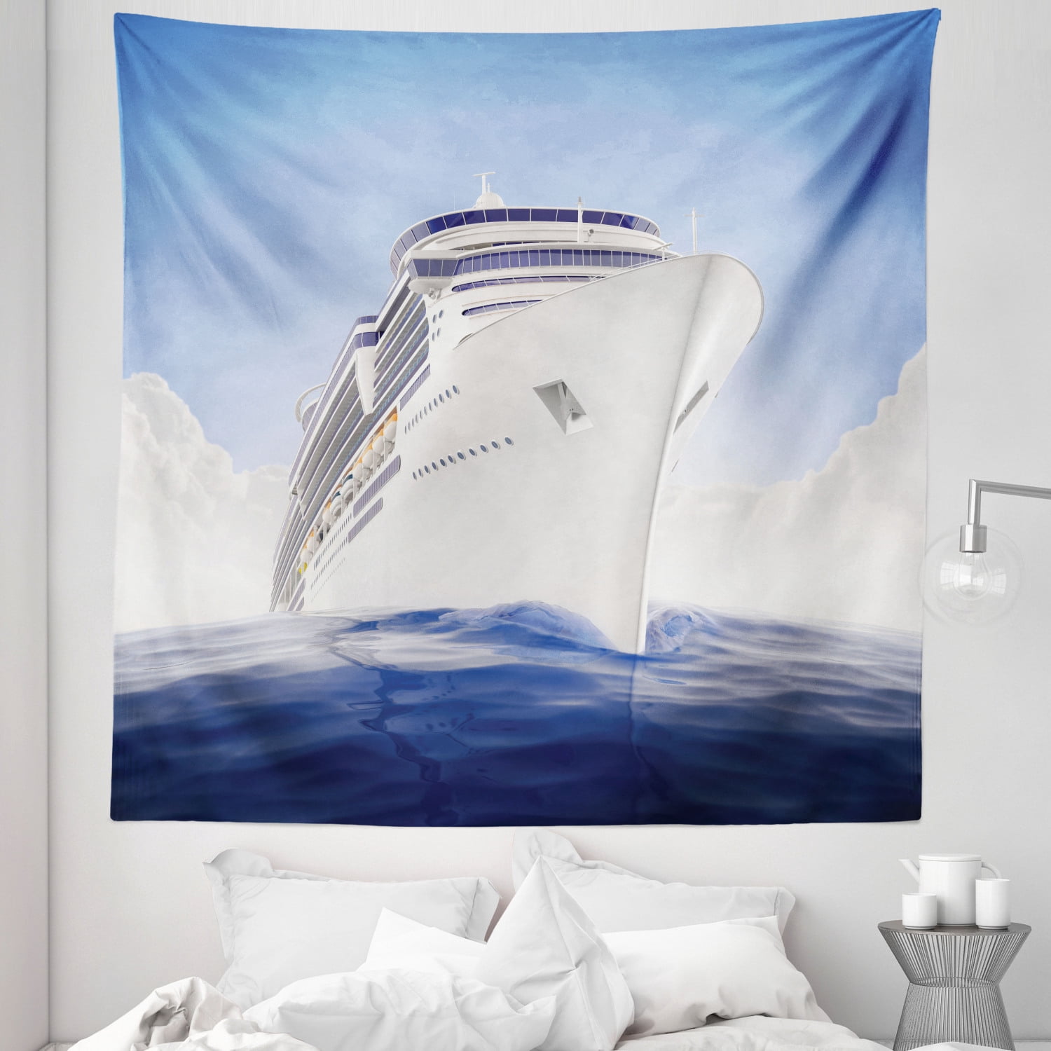 Travel Tapestry, Cruise Ship Sailing in Ocean Digitally Arranged ...