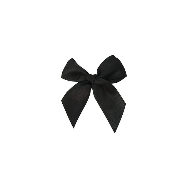 Black Satin Pre-tied Decorative Bows - 3" wide, Set of 10, Funeral ...