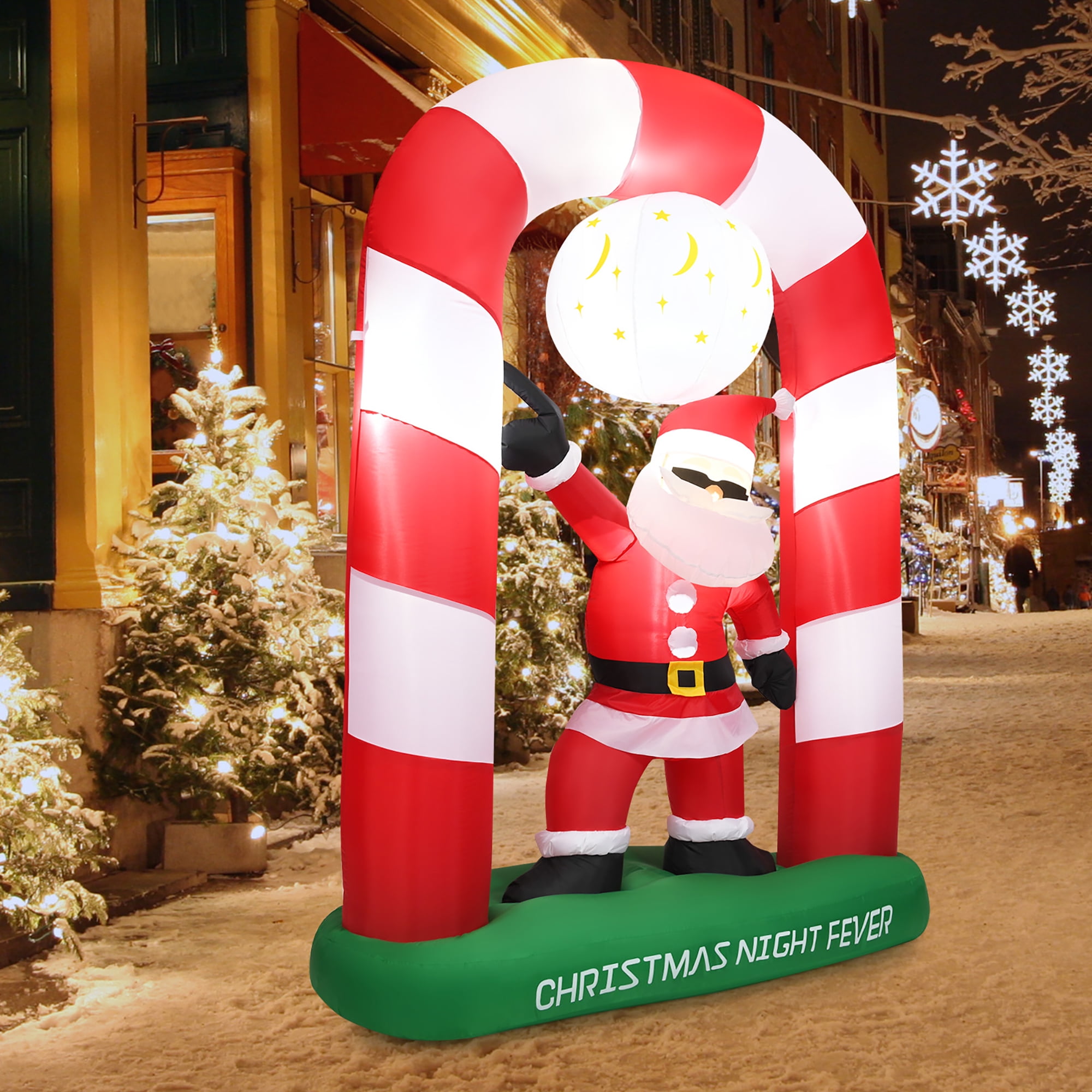 Costway 7.5 FT Inflatable Christmas Lighted Santa Claus Stand on ...