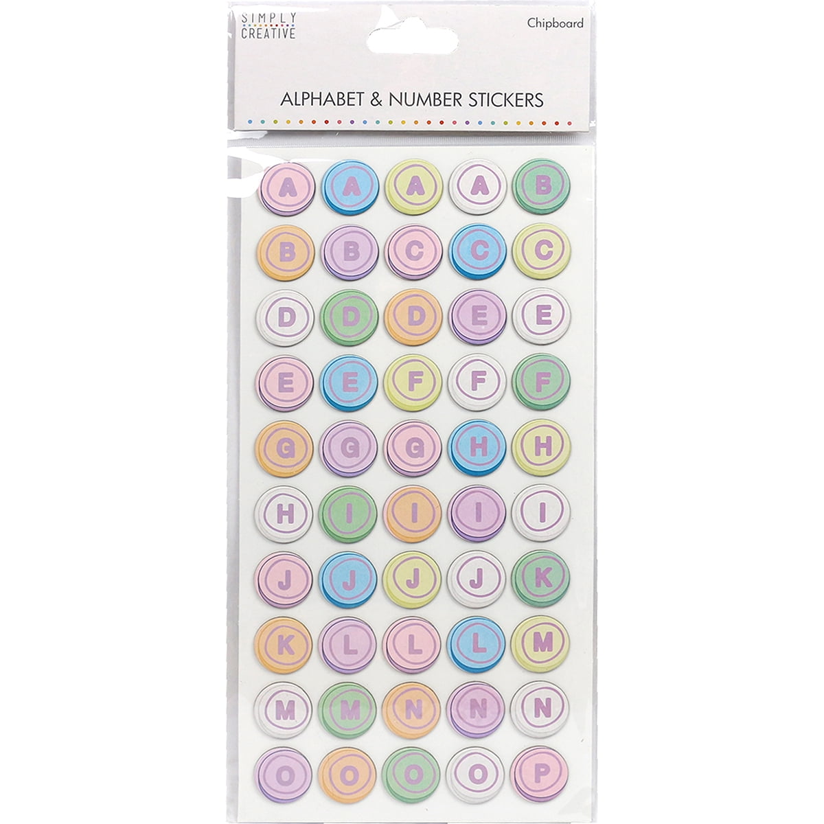 Simply Creative Alphabet & Number Stickers-Chipboard Circles - Walmart.com