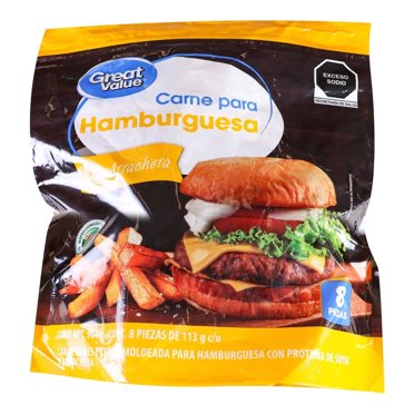 Carne de hamburguesa Great Value con sirloin 113 g | Walmart en línea