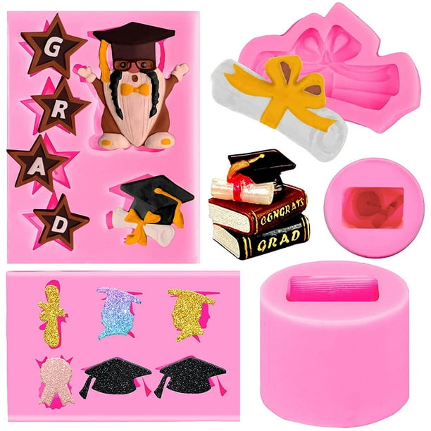 4 Pieces Graduation Silicone Molds Graduation Gnome Grad Cap Diploma ...