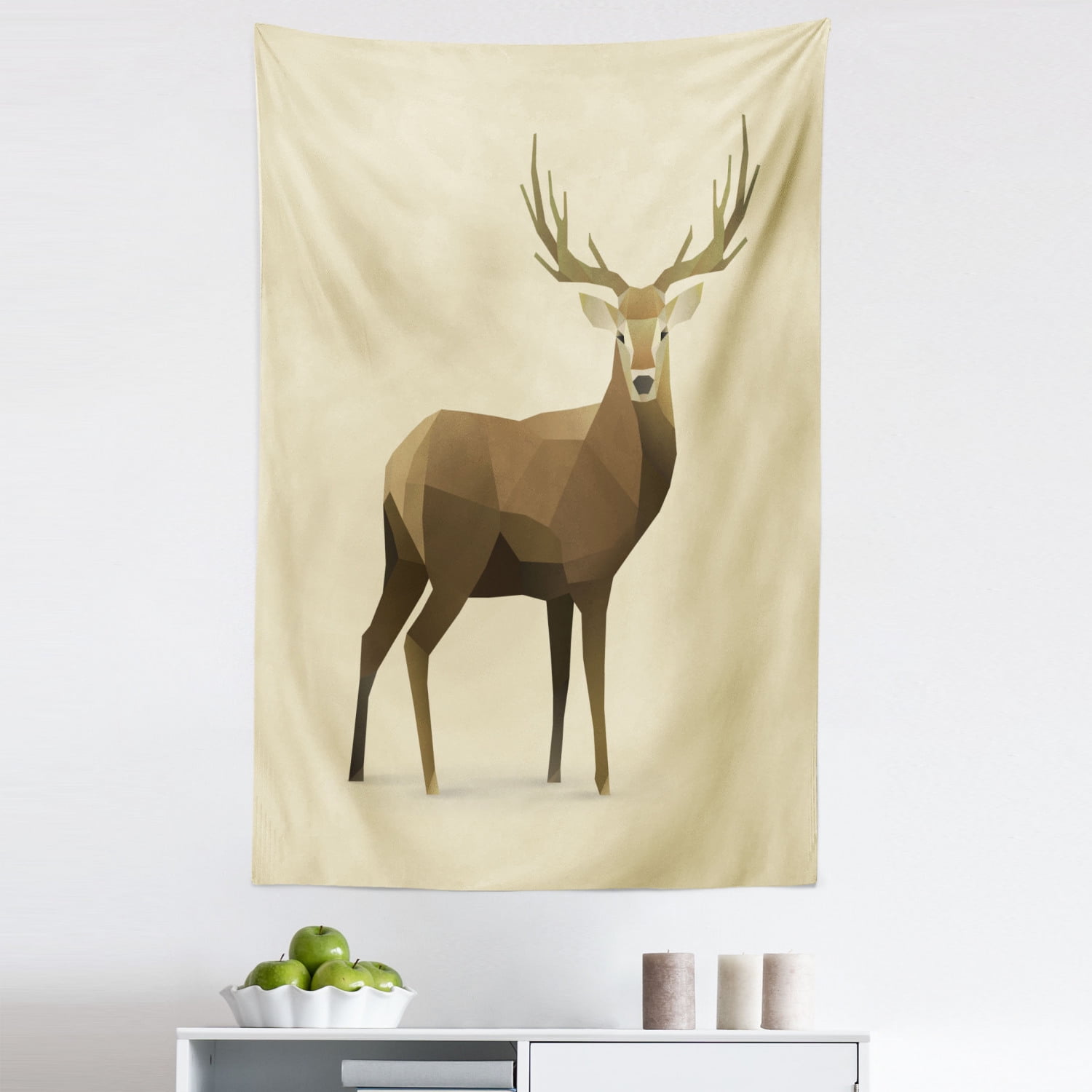 Polygons Tapestry, Modern Illustration of Geometric Deer Forest Elk ...