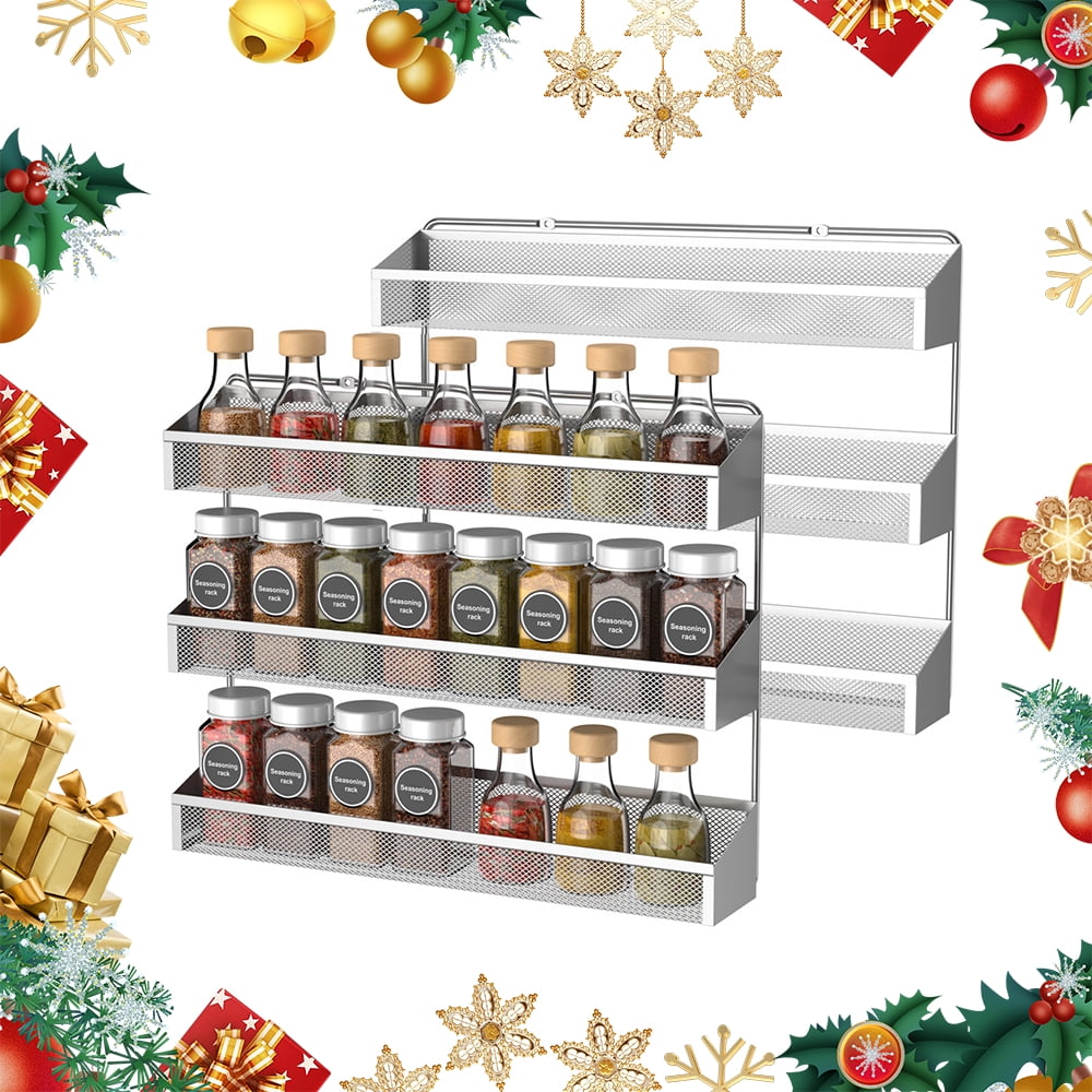 Auledio Metal Spice Rack Wall Mount Spice Storage Rack for Kitchen ...