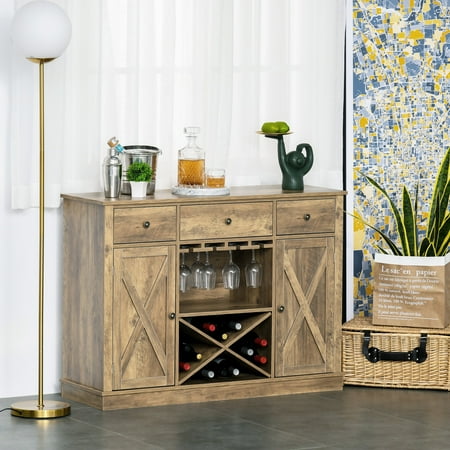Andoer Farmhouse Sideboard Buffet Table Storage Cabinet with 3 Drawers ...