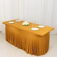 BalsaCircle 6 ft Fitted Gold Premium Spandex Rectangle Tablecloth Wavy ...