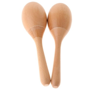 Dcenta Pair of Wooden Large Maracas Rumba Shakers Rattles Sand Hammer ...
