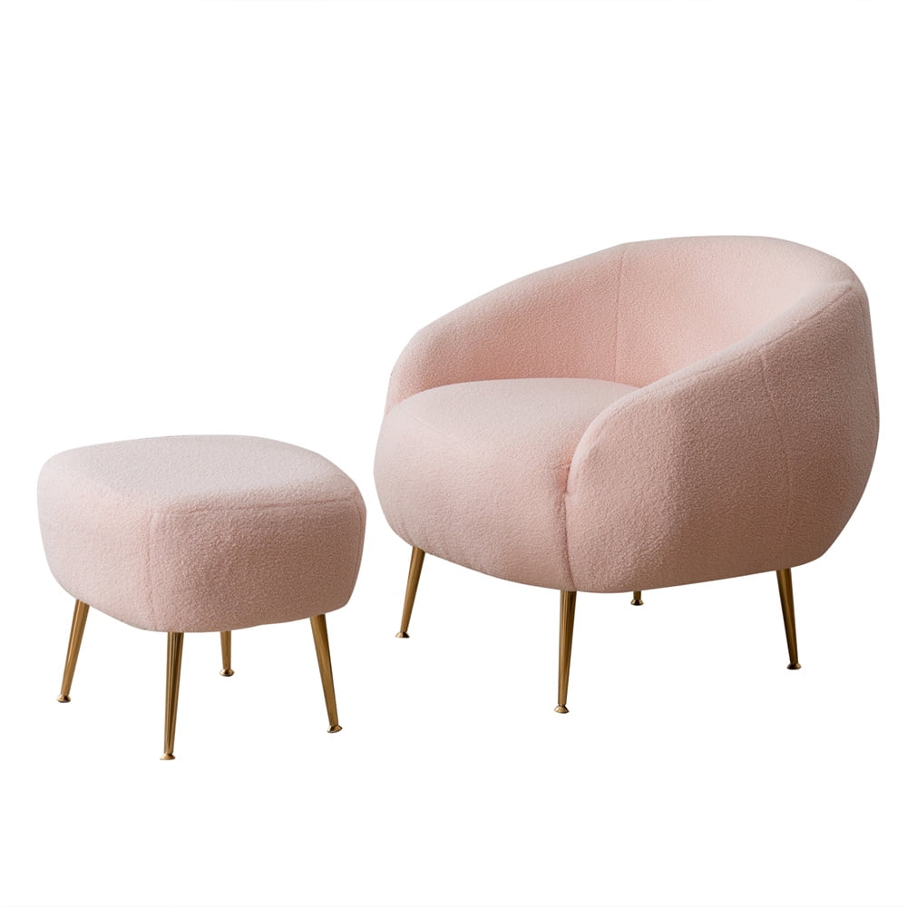 Anogol Velvet Modern Tub Barrel Arm Chair Upholstered Tufted With Gold