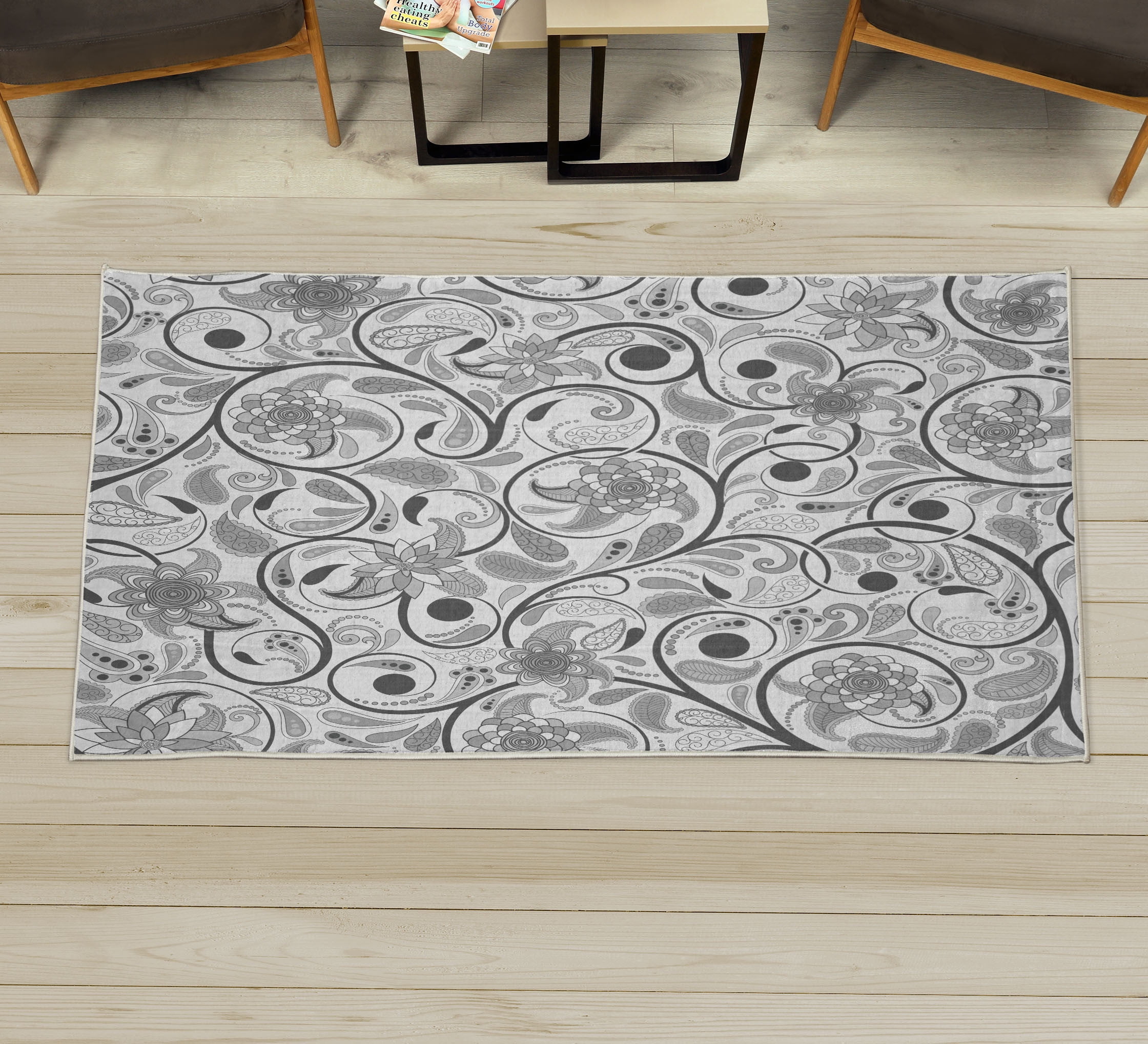 Vintage Decorative Rug, Oriental Scroll with Swirling Leaves with ...