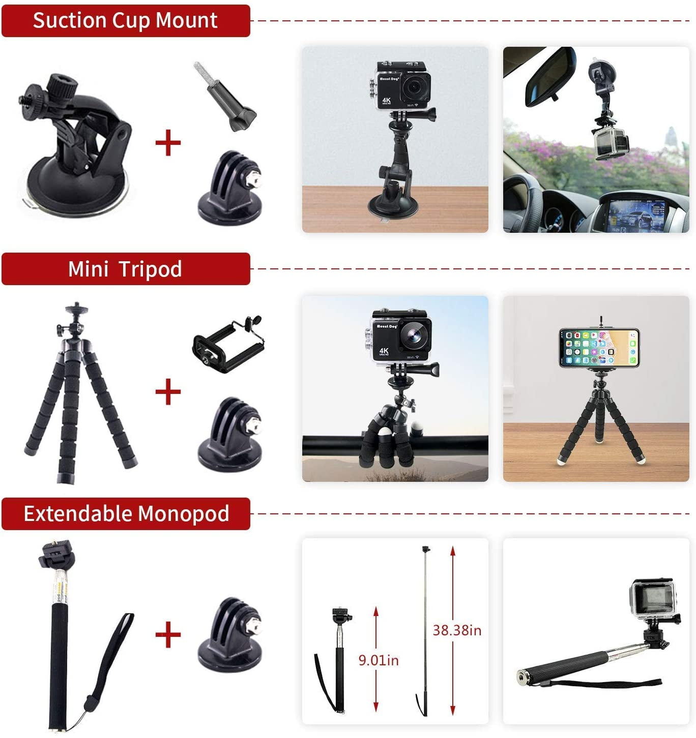MOUNTDOG 65-in-1 Action Camera Accessories Kit for GoPro Hero 7 6 8 5 4 ...