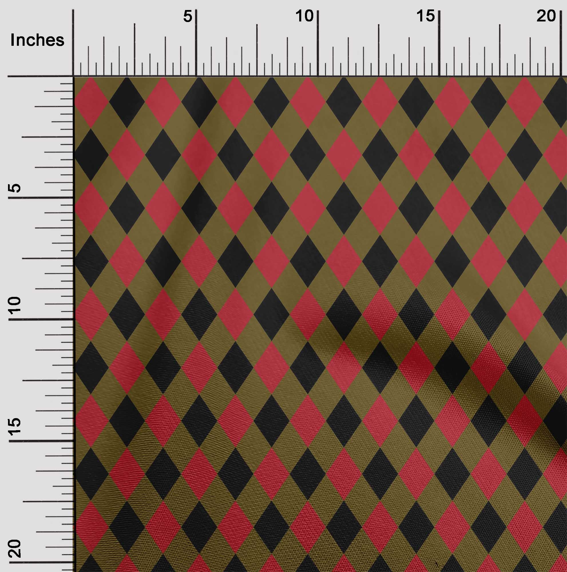 oneOone Viscose Chiffon Dark Olive Green Fabric Argyle Check Quilting ...