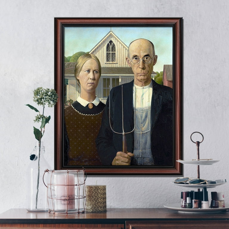 Framed American Gothic Painting