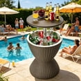 HarmonyStrings Outdoor Cool Bar Table, Rattan Style Patio 8 Gallon Beer ...