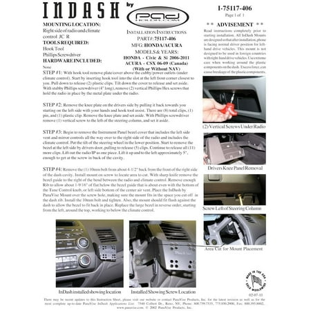 Padholder Edge Series Premium Tablet Dash Kit 06-11 Honda Civic & 06-09 ...